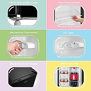 COMFEE' CRM33S3AST Cubic Feet Compact Singel Door Mini Fridge for Bedroom Office Garage Studio Dorm with 3 Removal Glass Shelves Stainless Steel Refrigerator, 3.3 Cuft, Silver