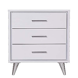 Southern Enterprises Oren Bedside Table w/Drawers Nightstand, White