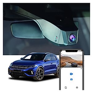 Fitcamx 4K Dashcam WiFi Dash Camera Dash Cam Compatible with Car Vehicle Video Recorder,Compatible with VW T-ROC T ROC Troc 2017 to 2024 (Color : Black, Size : 4K Dual Cam 128GB)