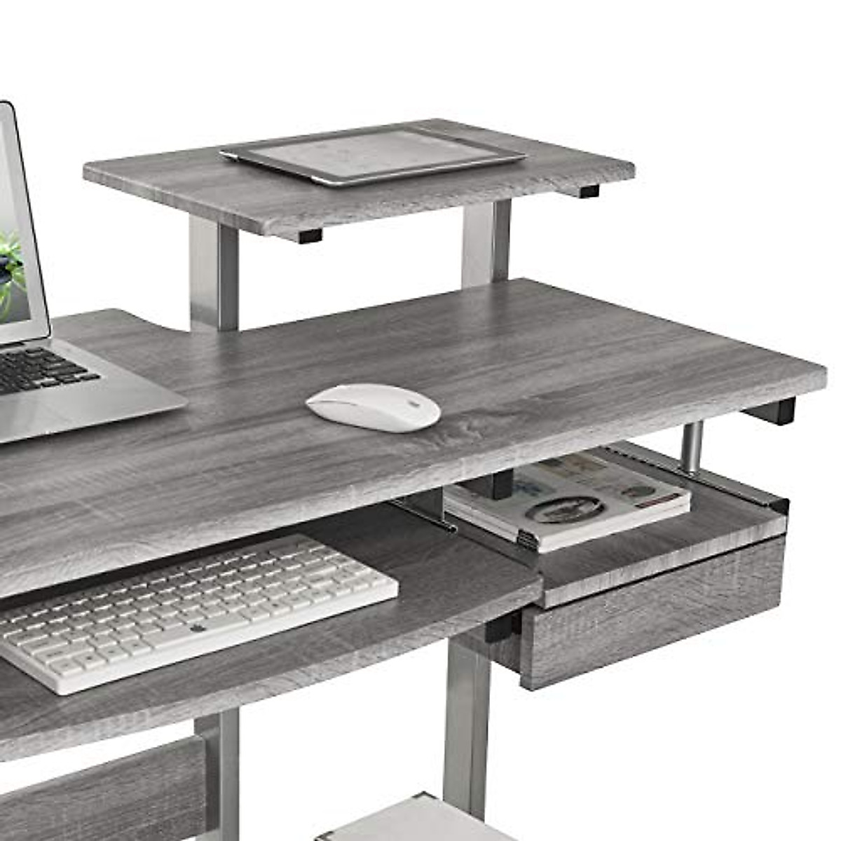 Techni Mobili Complete Computer Workstation Desk, Gray, 37.75" W x 22" D x 35" H