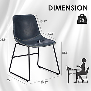 Soohow Set of 2, Kitchen Room Mid Century Midcentury Modern Faux Leather Comfortable, Home, Bistro Coffee Shop, Dining Chairs 4 PCS, Blue