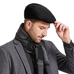 American Trends Mens Newsboy Hats Soft Breathable Fitted Cabbie Hat Black Driving Hunting Hat Cap for Men Black One Size