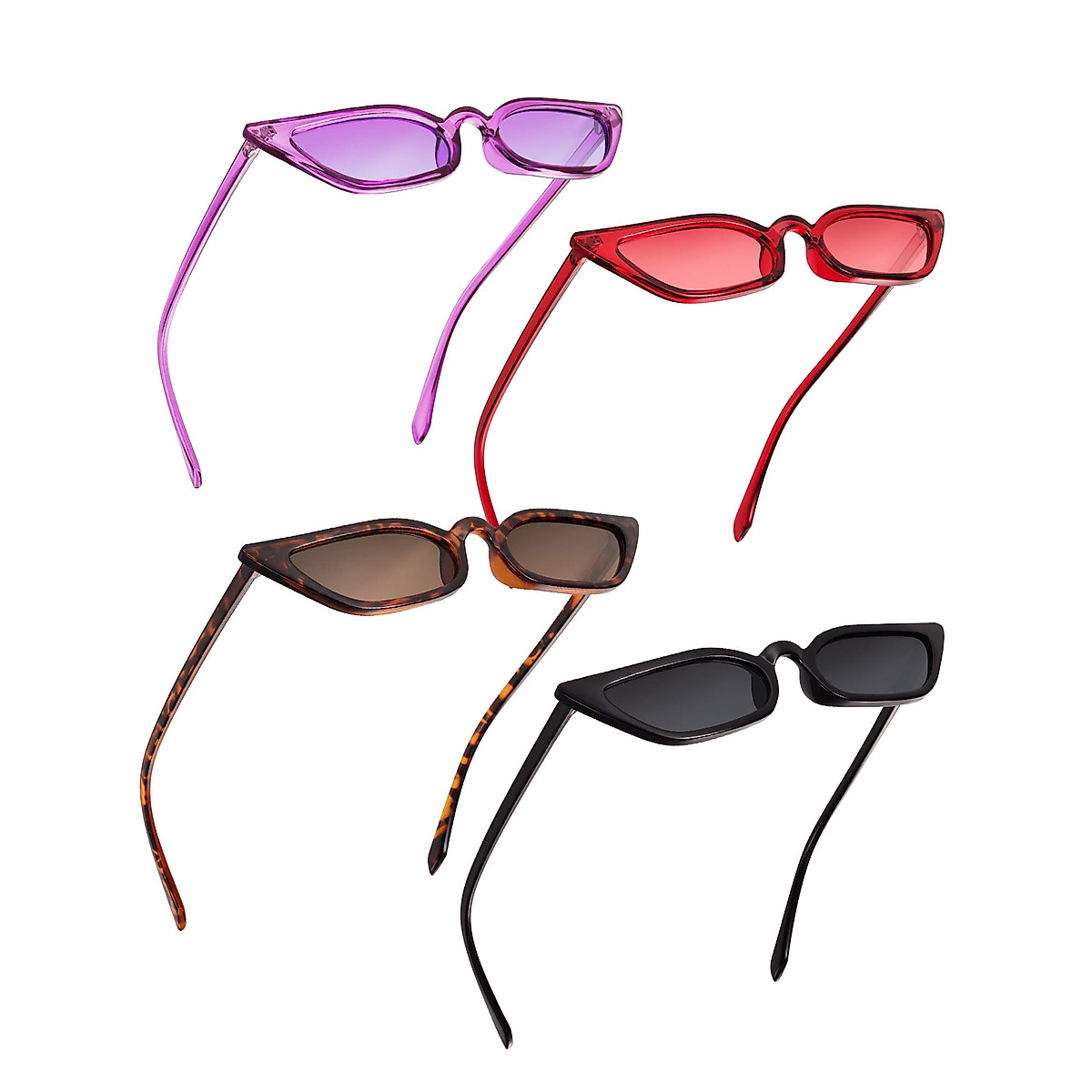 Zhanmai Retro Small Cat Eye Sunglasses Vintage Square Shade Women Cute Skinny Cat Eye Eyewear (7 Pairs)