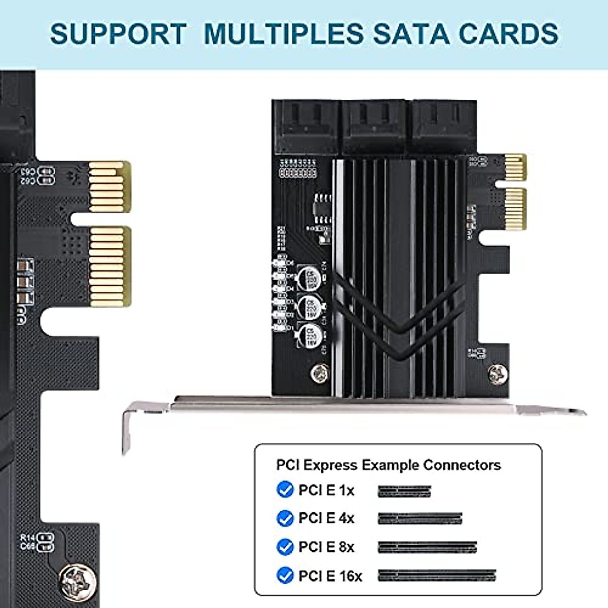PCIe x1 SATA Card 6 Port, SATA 3.0 Controller Expansion Card with 6 SATA Cables & Low Profile Bracket,SATA III PCIE Gen3 Adapter(6Gbps) ASM1166 Chip, Plug and Play on Windows, MAC OS, Linux System
