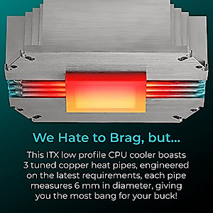 Iceberg Thermal IceFLOE T65 ITX Low Profile 3 Heat Pipe Extrusion Aluminum Heatsink HTPC CPU Cooler with 80mm Fan