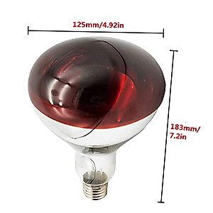 Qixivcom 2-Packs 275W Heat Lamp Bulb Infrared Heating Bulbs Dark Red Light Glass Heat Lamp E26 Waterproof Anti-Explosion Thickened Bulbs for Piglet Chicken Duck Birds Bathroom Light Therapy Use