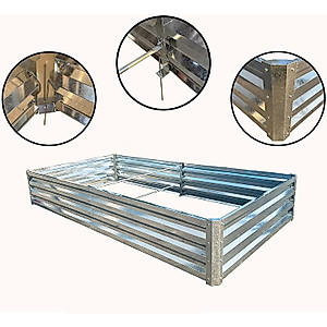VVoodeinck 2pcs 8x4x1FT Galvanized Raised Garden Bed，Planter Raised Beds,Outdoor Garden Boxes,Large Metal Raised Planter Box for Vegetables Flowers Herb，Large Metal Planter Box Steel Kit