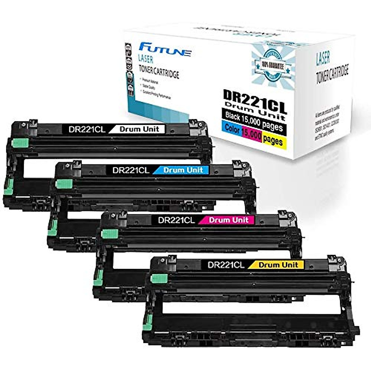 FUTUNE Compatible 4Pk DR221 Drum Sets Replacement for Brother DR221 DR-221CL DR221CL Drum Unit Fits for Brother HL-3140CW HL-3170CDW MFC-9130CW MFC-9330CDW MFC-9340CDW Printers (BCMY,4-Pack)