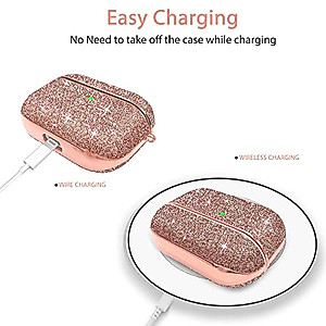 Casewind AirPod Pro Case,AirPods Pro Case,AirPods Pro Case Cover Bling Glitter Cute Full Protective Hard Shockproof Keychain Ring for Women Girl Men AirPod Pro Charging Case,Front LED Visible,Pink