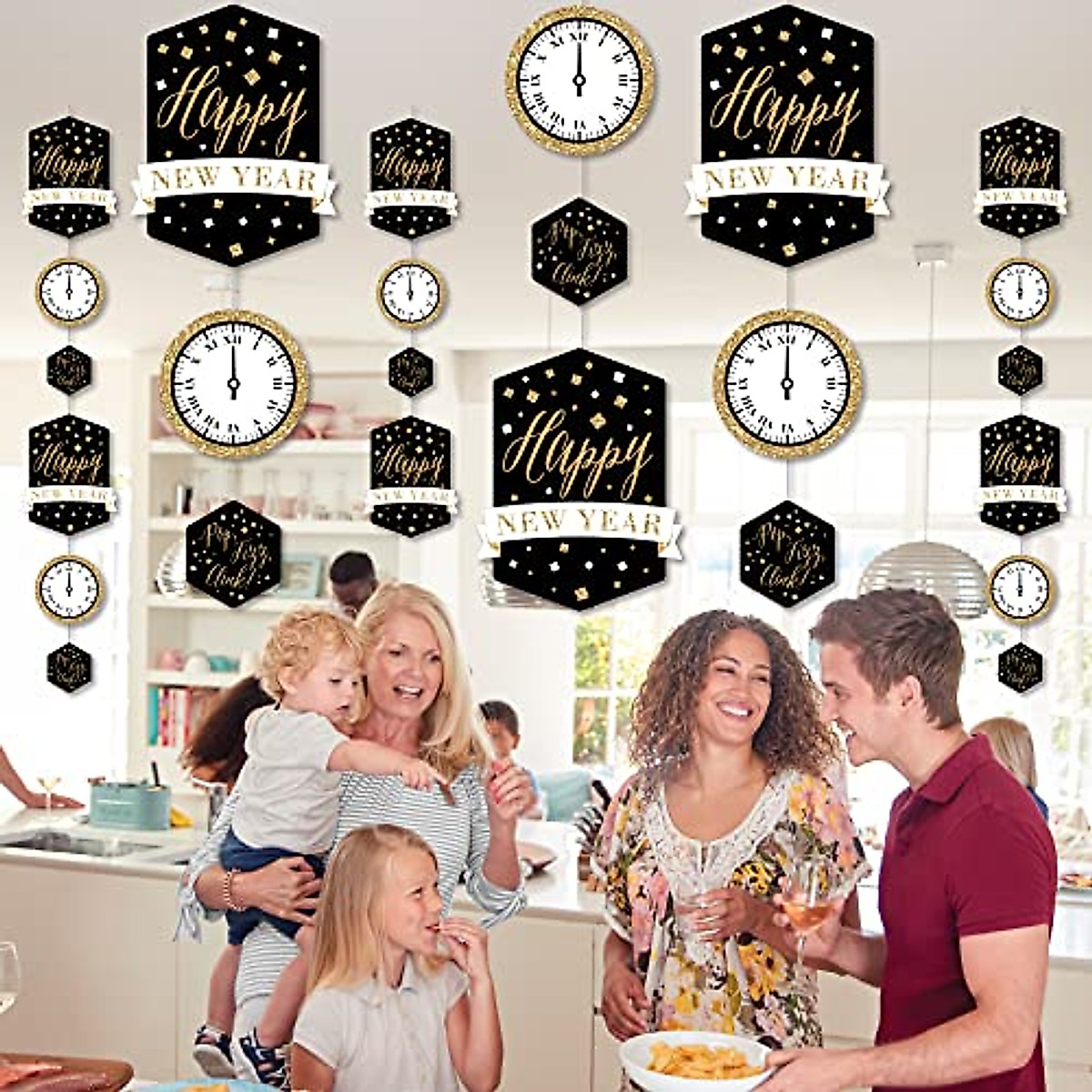 Big Dot of Happiness New Year’s Eve - Gold - New Years Eve Party DIY Dangler Backdrop - Hanging Vertical Decorations - 30 Pieces