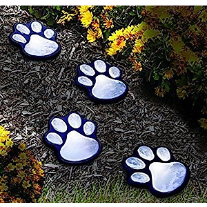 Solar Paw Print Lights (Set of 4), Warm White(3000-4500k) (Warm White)