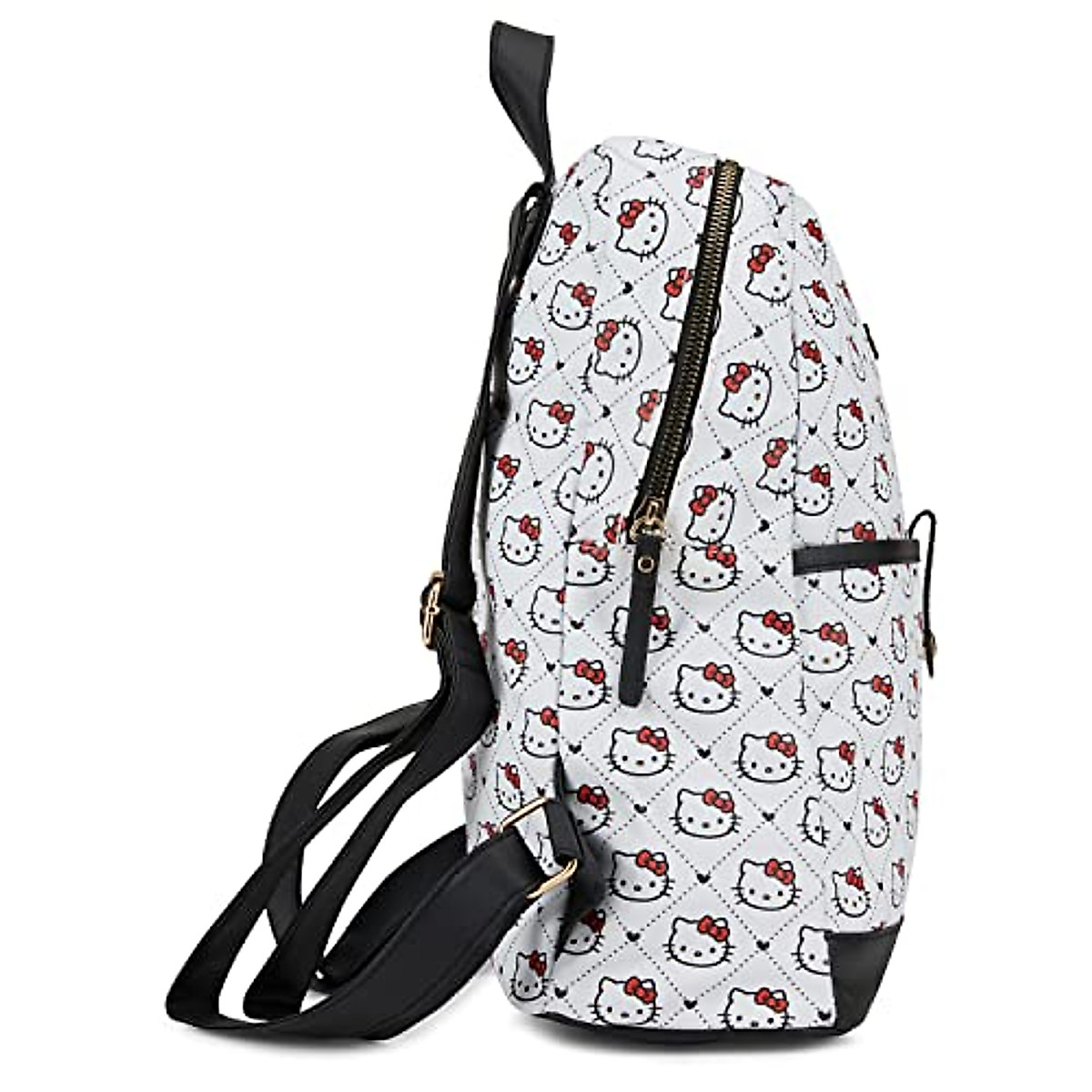 Fast Forward Hello Kitty Allover Leather Backpack - Girls, Boys, Teens, Adults - Officially Licensed Hello Kitty Faux Leather 14 Inch Backpack (White)