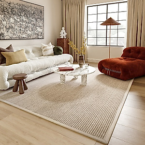 Rugs USA x Arvin Olano Patricia Jute and Wool Area Rug, 6x9, Ivory