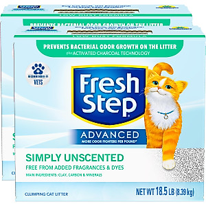 Fresh Step Clumping Cat Litter, Advanced, Simply Unscented, Extra Large, 37 Pounds total (2 Pack of 18.5lb Boxes) (Package May Vary)