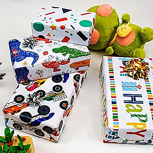 ZHULUOJI Gift Wrapping Paper Birthday Cartoon Wrapping Papers for Kids Birthday Gift Wrap 12 Sheets Folded Flat Gift Wrap Paper, 19.7 X 27.6 Inch Per Sheet