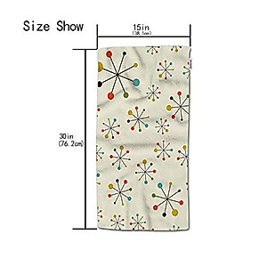 HGOD DESIGNS Cartoon Hand Towels,Mid Century Absctract Geometric Pattern 100% Cotton Soft Bath Hand Towels for Bathroom Kitchen Hotel Spa Hand Towels 15"X30"