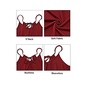 ULTRANICE Red Dresses Women 2024 Spring Summer Casual Vacation Hawaiian Beach Party Wedding Guest Dresses Semi Formal Cover Ups V Neck Mini Sundress(Jujube Red,M)