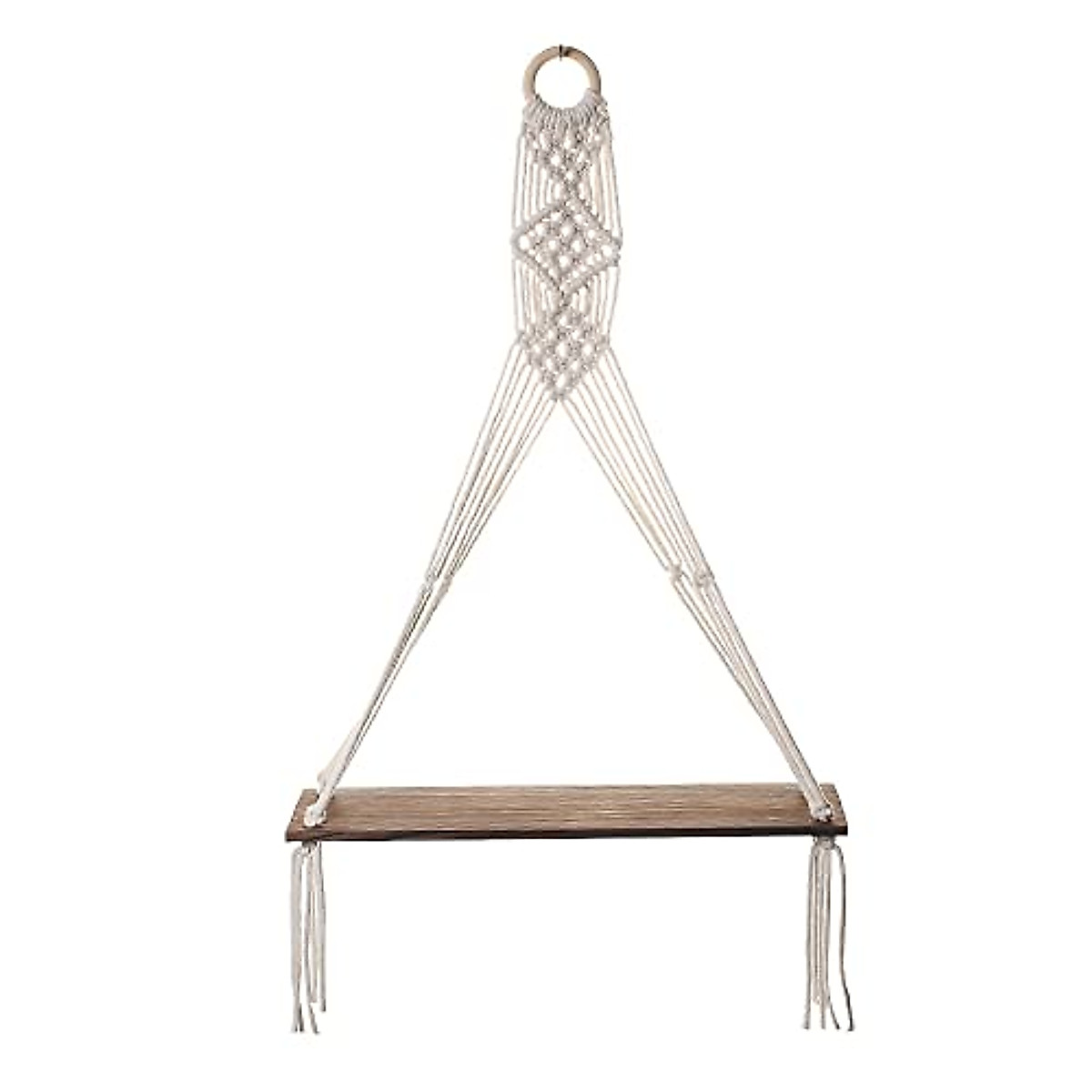 Macrame Wall Hanging Shelf, Rope Hanging Shelves for Wall, Bedroom Shelves,Boho Rustic Decor Cute 1 Tier Cotton Rope for Bedroom Bathroom Living Room