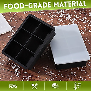 Ice Cube Trays Silicone,2 Pack Large Square Ice Cube Molds with Removable Lids,Stackable Big Ice Trays for Freezer,Ice Maker Reusable and BPA Free for Whiskey, Cocktail, Chilled Drink
