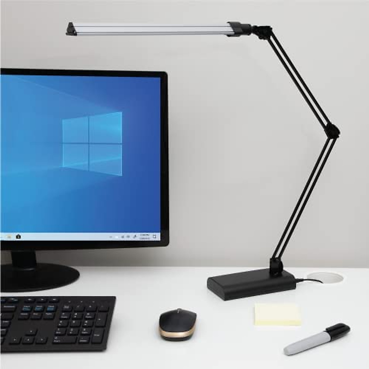 V- Light Advantus Energy Efficient LED Desk Lamp, Black and Silver 3 x 3 x 21.5