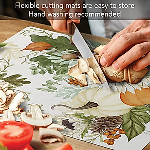 Cut N' Funnel Farmhouse Fall Designer Flexible Plastic Cutting Board Mat 15" x 11.5", Made in the USA, Decorative, Flexible, Easy to Clean