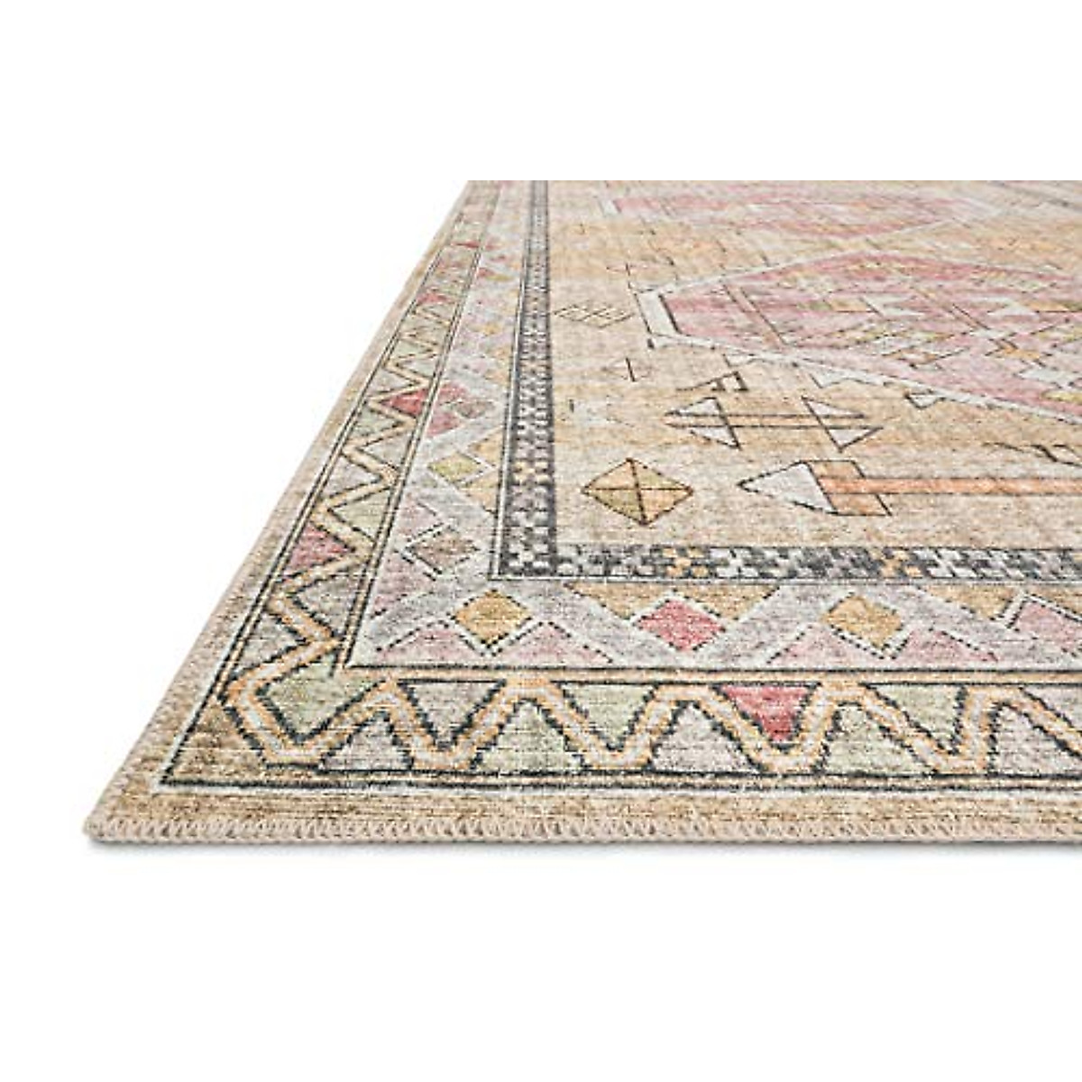 Loloi II Skye Collection SKY-04 Gold / Blush, Traditional 7'-6" x 9'-6" Area Rug