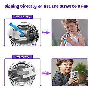 Yummy Sam 5 Pack Kids Cups with Silicone Straws and Lids 12oz Stainless Steel Water Drinking Bottle with Non-Slip Heat Insulation Half Sleeves for Children Adult School Outdoor Home Use