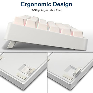 HUO JI Wireless Mechanical Gaming Keyboard, Programmable RGB Backlit, Bluetooth 5.0, Red Switches, 84 Keys, Wired 60% Keyboard for iPad, iMac Android/Windows Tablet Laptop Desktop, White