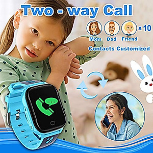 LULUDDM Kids Smart Watch Phone - IP67 Waterproof Smartwatch Boys Girls with Touch Screen 5 Games Camera Alarm SOS Call - Phone Watch Digital Wrist Watch for 3-13 Years Children Birthday Gift (Blue)