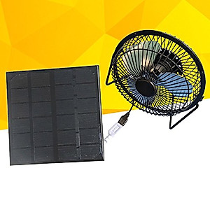 VORCOOL Solar Powered USB Fan Quiet Free Angle Rotation Desk Fan Outdoor Home Chicken House Cooling Ventilation System (3W 4 inch)