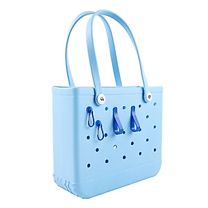 Vagocom Hook Set Accessory for Bogg Bag and Simply Southern Tote,Insert Keychain Clip and Hook Charm Decorative for Rubber Beach Tote Bag(Blue)