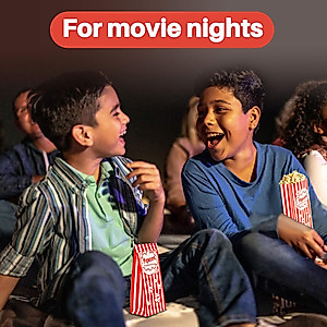 MAQIHAN 50 Popcorn Bags Individual Servings - Flat Bottom Paper Popcorn Food Bags Party Pop Corn Sleeves Bulk Carnival Halloween Snack Packs Gift Favor Treat bolsas para palomitas Movie Night Supplies