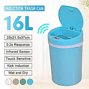 WENLII 16L Automatic Induction Trash Can Touchless Smart Motion Sensor Rubbish Waste Bin Waste Garbage Bin