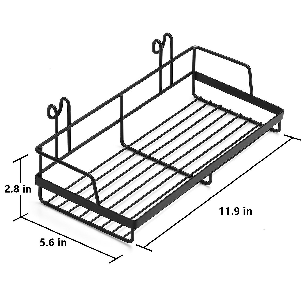 Kaforise Hanging Basket for Wire Wall Grid Panel, Multi-Function Wall Storage and Display Basket, Small Size, Black Painted