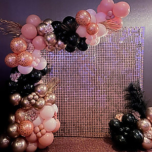 Rose Gold and Black Balloons, 50 Pcs 12 Inch Black Rose Gold Confetti Latex Balloons, Black Rose Gold Party Balloons for Women Girls Birthday Bridal Baby Shower Wedding Decoration