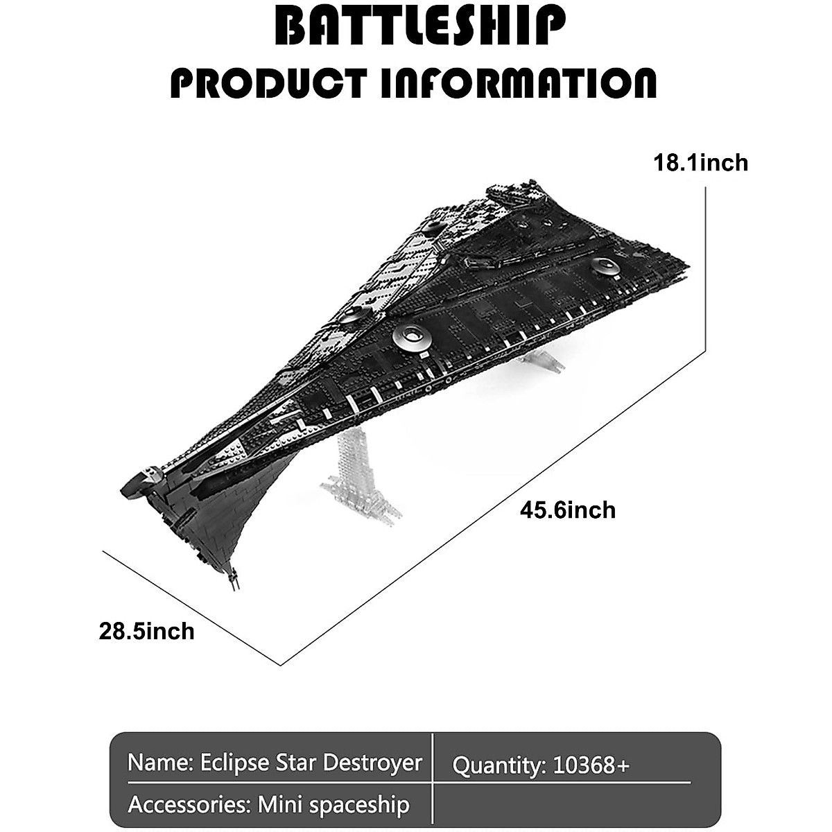 Mould King 21004 Super Star Destroyer Model, Eclipse-Class Imperial Star Destroyer Building Toy, 10368+Pcs Buildable Toy Model, UCS Assembly Awesome Toy Building Kit Large Collection