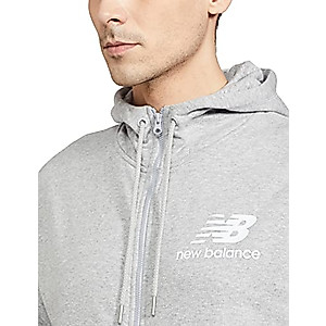 New Balance Men's NB Essentials Stacked Full Zip Hoodie, Athletic Grey, Medium