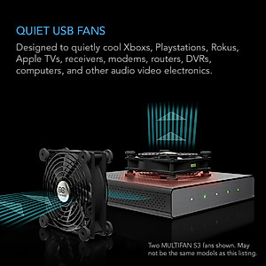 AC Infinity MULTIFAN S4, Quiet 140mm USB Fan, UL-Certified for Receiver DVR PlayStation Xbox Computer Cabinet Cooling