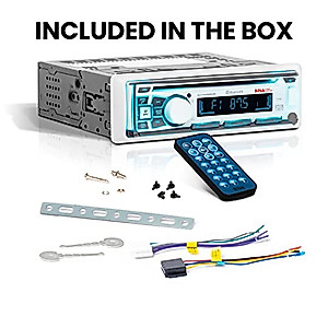 BOSS Audio Systems MR762BRGB Marine Stereo System – Single Din, Bluetooth Audio and Calling Head Unit, CD Player, AM FM Radio Receiver, Weatherproof, Multicolor Illumination, for Amplifier