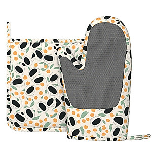 Animals Cute Print Pattern Silicone Oven Mitts Pot Holder Sets 2pcs Cute Design Washable Non Slip Kitchen Heat Resistant Mat Women's Cooking Gloves for Baking and BBQ Wear