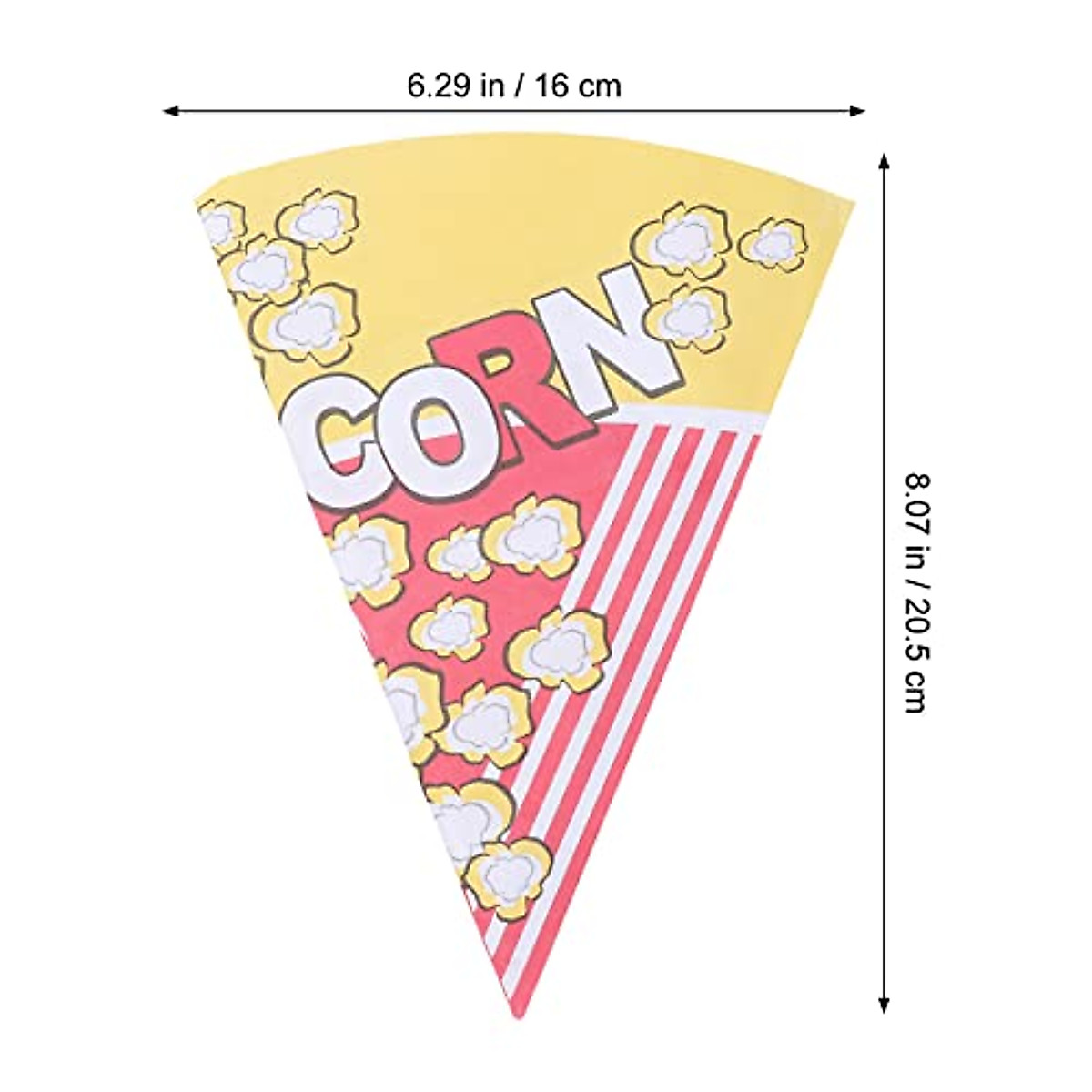 Popcorn Paper Bag Popcorn Bags, Triangle Popcorn Bags for Family Movie Night Baseball Themed Carnival Christmas Birthday Party 50 Pcs Popcorn Favor Bags