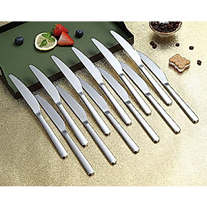 Dinner Knives 12 Pieces, Homquen Sturdy 9.25" Stainless Steel Modern Design Knife, Knifes Set With Round Edge Dishwasher Safe Easy to Clean
