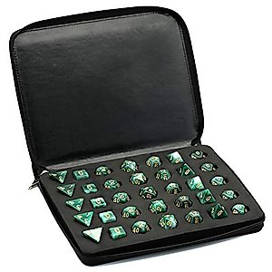 UDIXI Leather Dice Bag , Dice Box for Dice Storage, Role Playing Game as Dungeons and Dragons, Holds Up to 35 Dices/7 Sets DND Dice - Black