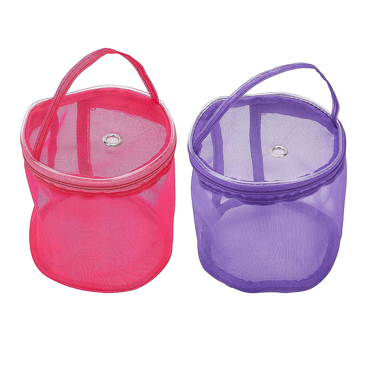 NBEADS 2 Pcs Empty Mesh Yarn Bags, Portable Knitting Bag Organza Storage Cases Tote Bags Crochet Thread Sewing Accessories for Yarn Storage (Fuchsia and Purple)