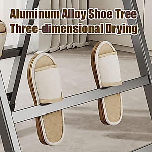 Free-Standing Laundry Drying Rack, 2-Tier Foldable Clothes Drying Rack with Height-Adjustable Gullwings, Aluminum Laundry Rack Folding Airer for Clothes Towels Linens