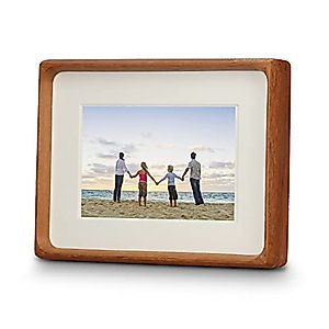 Youncewooder 6x8 Picture Frame, Display 4x6 Picture with Mat, Natural Teak Picture Frame Display Horizontal or Vertical for Tabletop and Wall