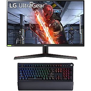 LG 27GN800-B 27" Ultragear QHD 144Hz G-SYNC HDR Monitor Bundle with Gaming Keyboard