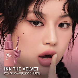Peripera Ink the Velvet Lip Tint - High Pigment Color, Longwear, Weightless, Not Animal Tested, Gluten-Free, Paraben-Free (027 STRAWBERRY NUDE)