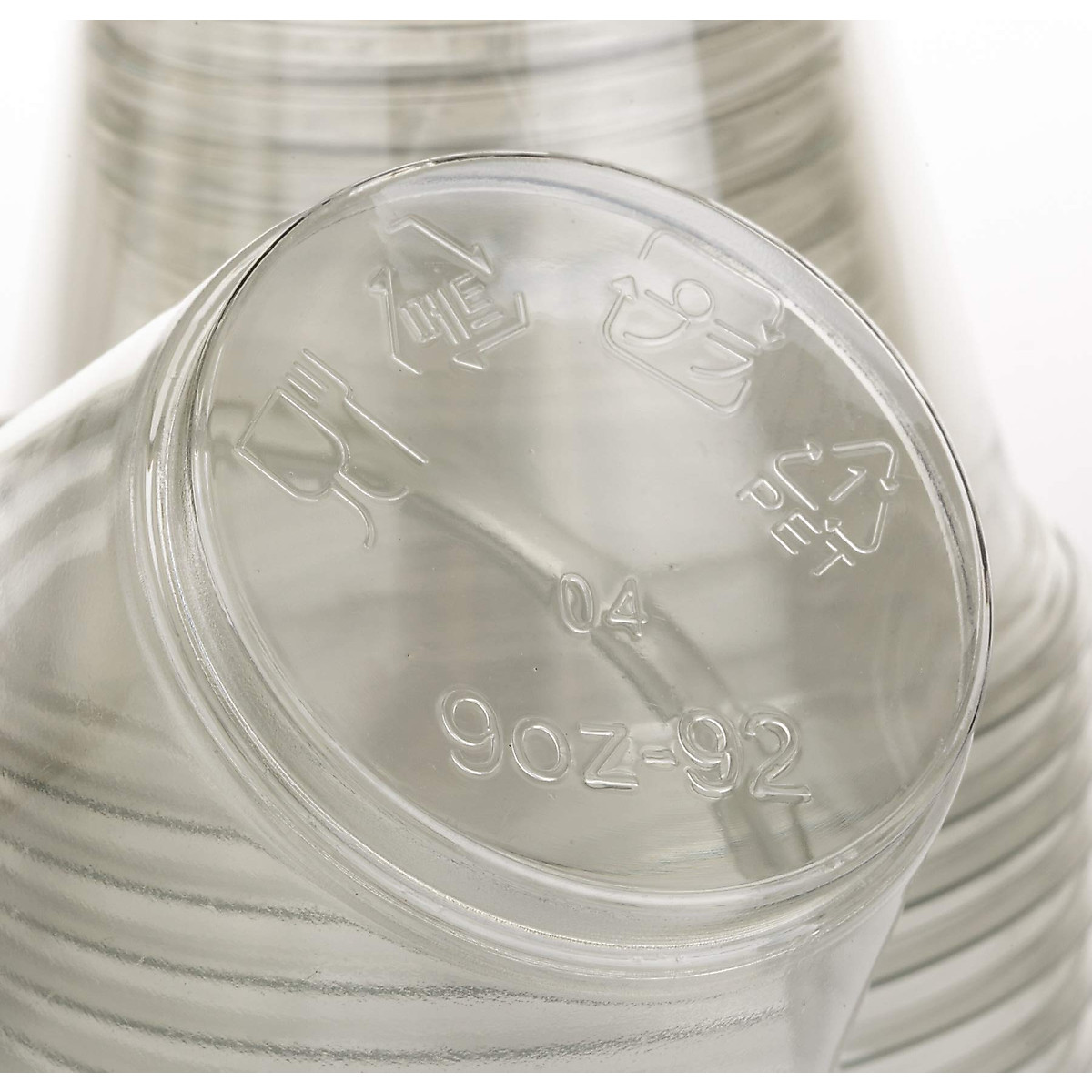 Golden Apple, 9oz-30sets Clear Plastic Cups with Clear Flat no Hole lids…