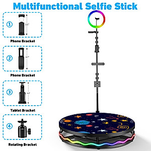 360 Photo Booth Machine for Parties with Ring Light Selfie Holders Remote Control Automatic Slow Motion 360 Camera Booth for Cheristmas Wedding